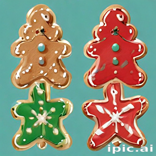 Colorful Holiday-Themed Gingerbread Cookies Featuring Festive Shapes ...