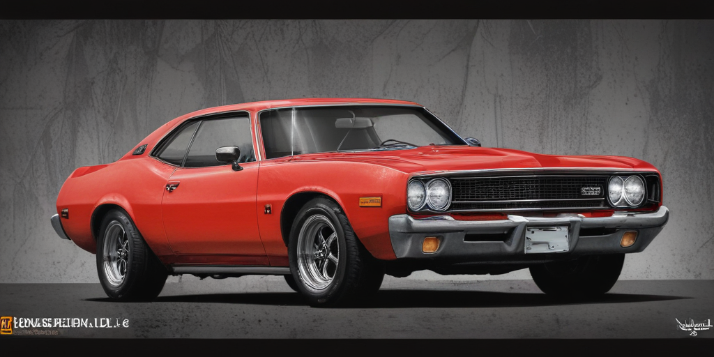 Classic American Muscle Car: A Stunning Red Vintage Beauty from the 1970s.