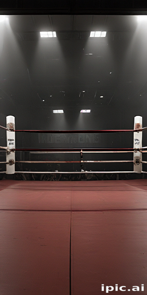 An Empty Boxing Ring Awaits Fighters in a Dramatic Arena Setting