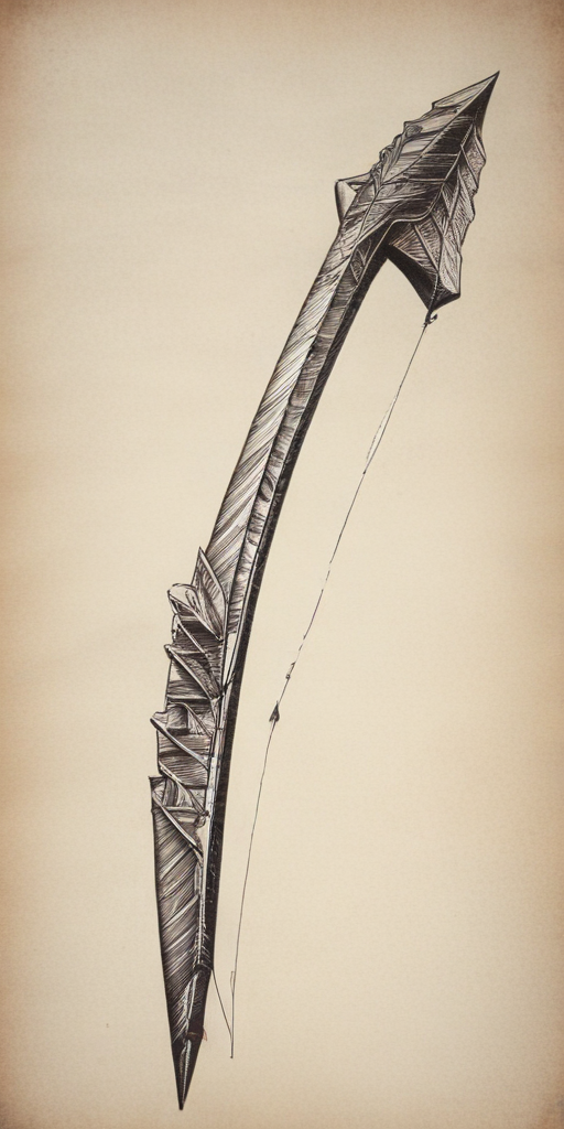 A Detailed Illustration of an Intricately Designed Fishing Arrowhead