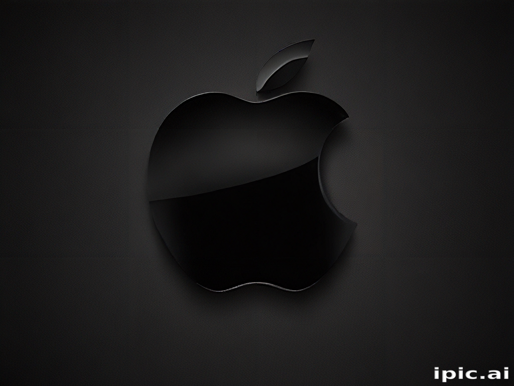 Elegant Black Apple Logo on a Dark Background with Minimalist Design