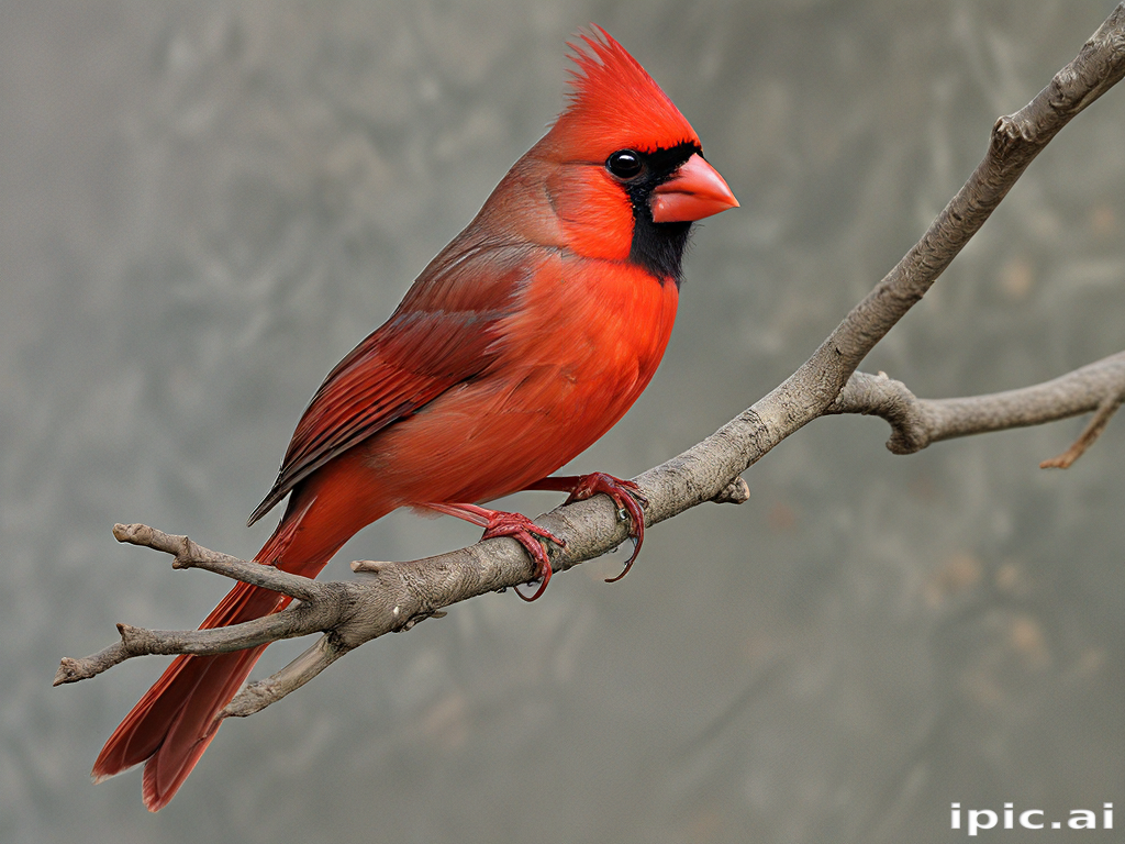 Vibrant Male Cardinal Perched Gracefully on a Branch in Nature