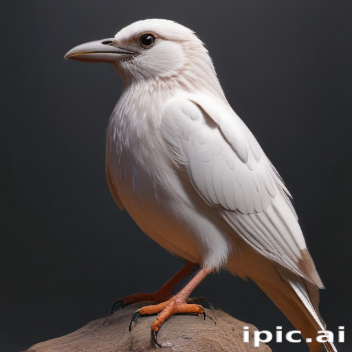 A Majestic White Bird Perched Elegantly Against a Dark Background.