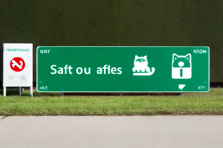 Cats staring at safety signs