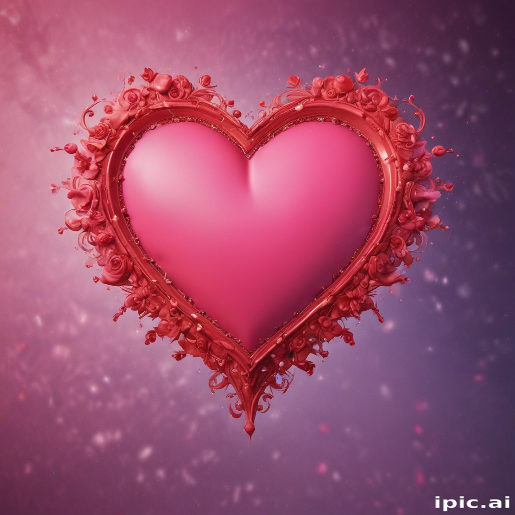 Elegant Heart Decorated with Roses and Sparkling Details in Romantic Colors