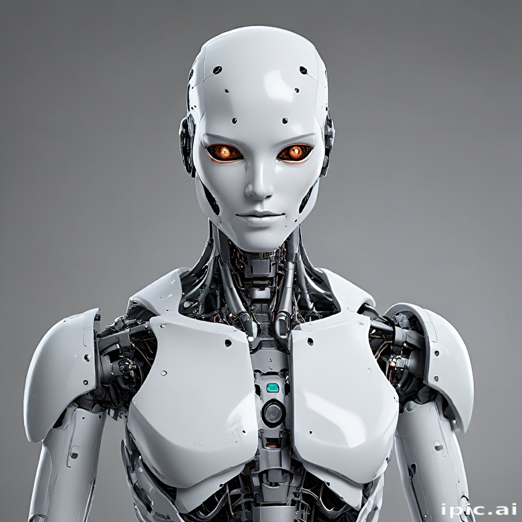 Futuristic Robot with Glowing Eyes and Sleek Metallic Design Displaying ...