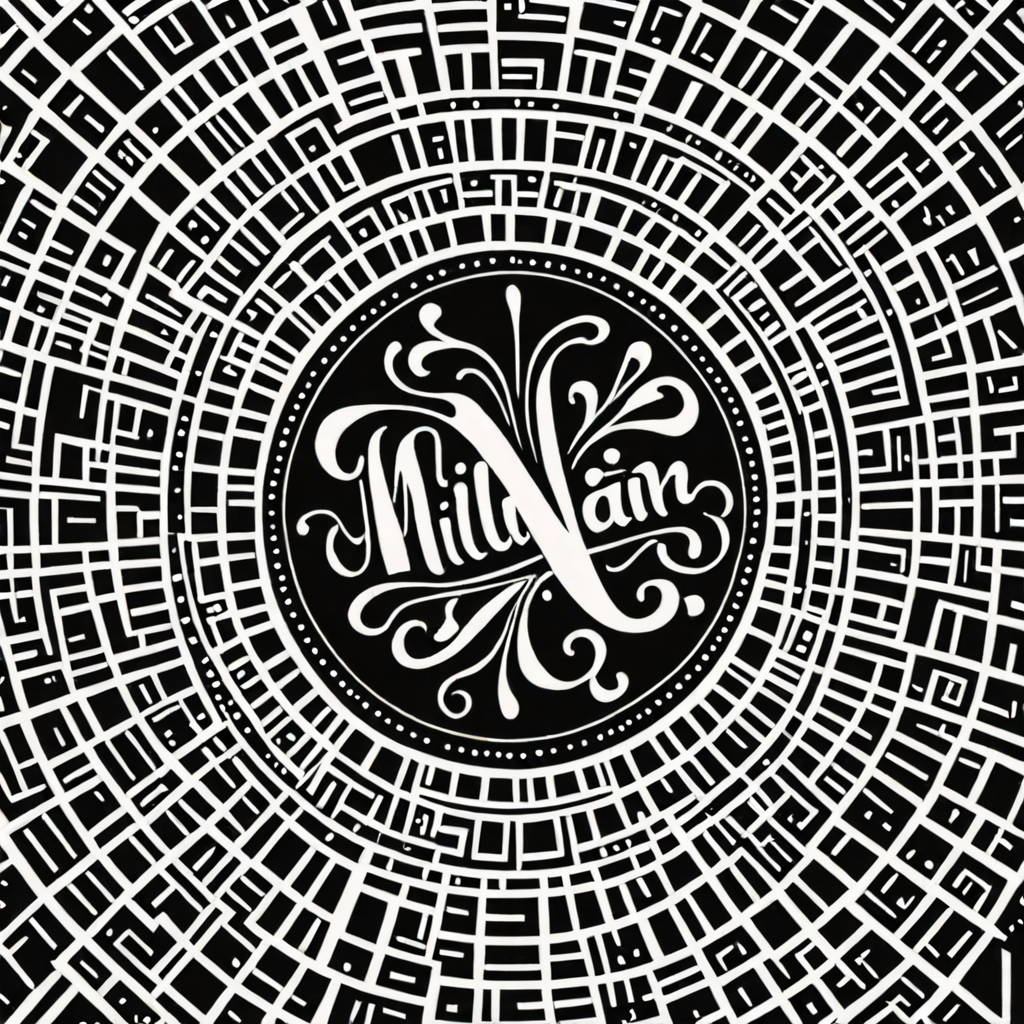 black white design with the word milian