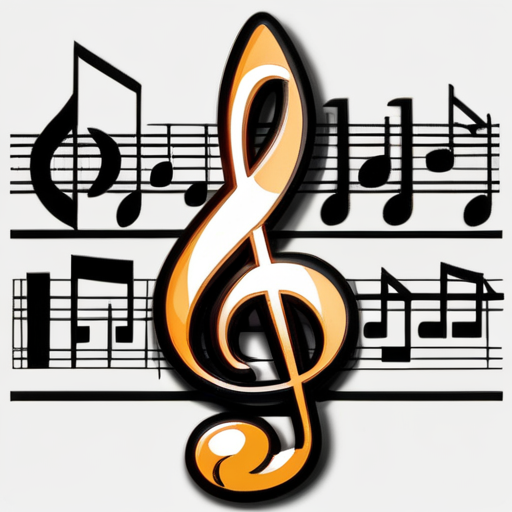 Colorful Musical Notes and Clef on a Vibrant Background Design