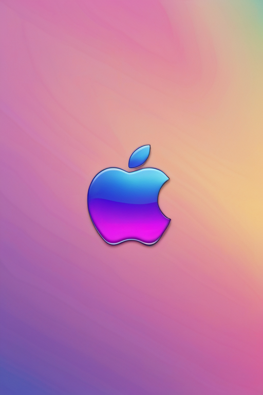 Vibrant and Colorful Apple Logo Against a Smooth Gradient Background ...