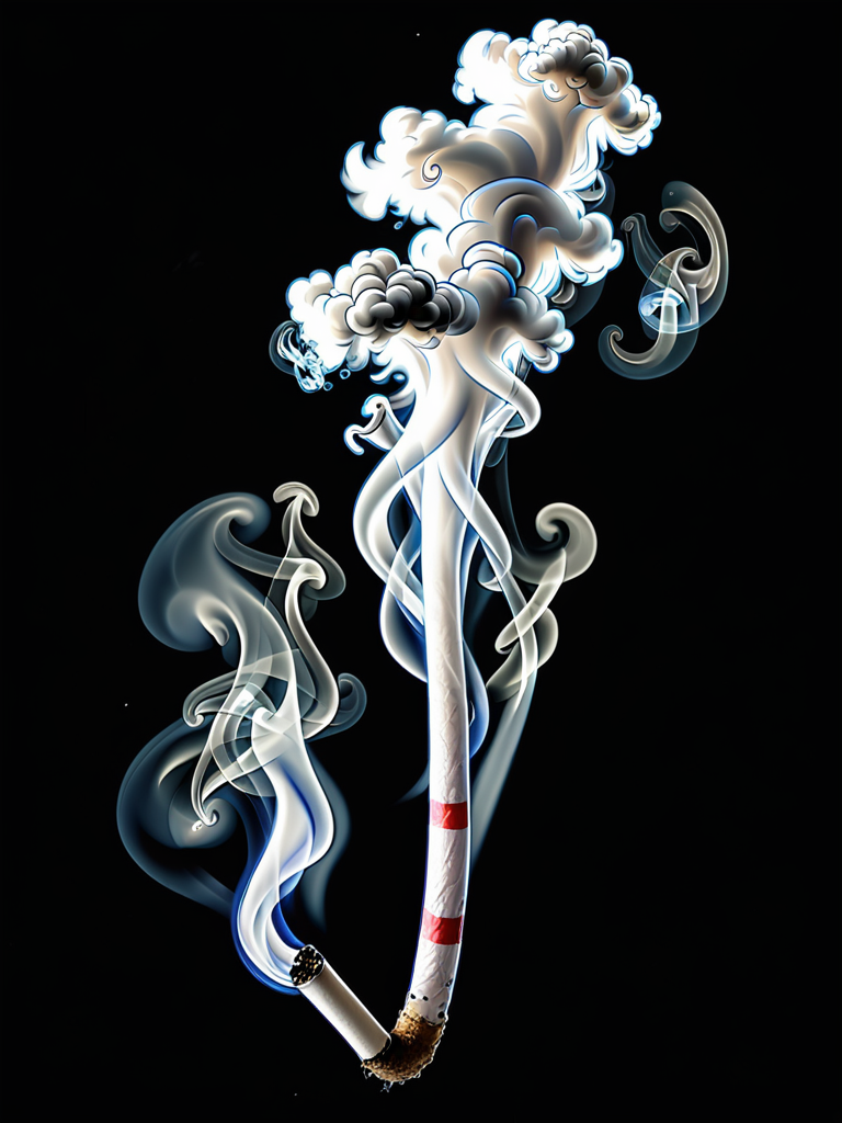 Artistic Representation of a Cigarette Producing Swirling, Ethereal ...