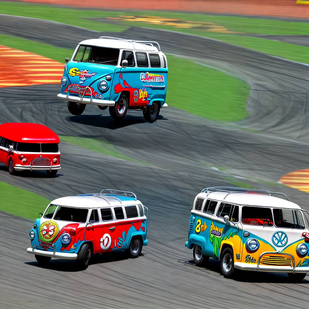 Kombi cartoon racing sport