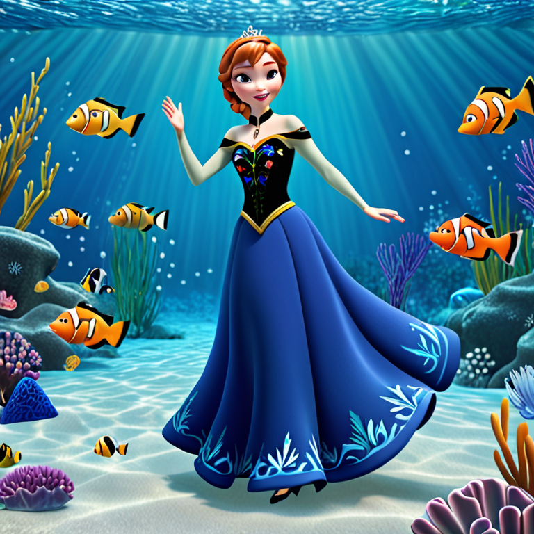 princess Anna swimming from the realistic cartoon underwater swimming ...