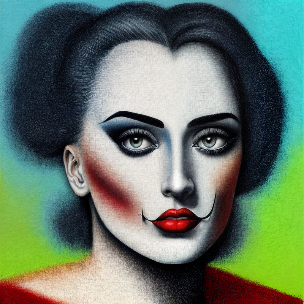 mixture of faces of Madona and Salvator Dali