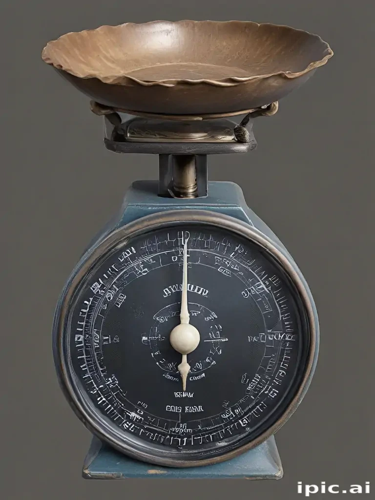 Vintage Mechanical Scale with Brass Bowl and Detailed Measurement Dial