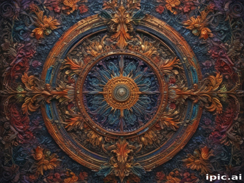 Intricate Floral Design with Vibrant Colors and Detailed Textures in ...