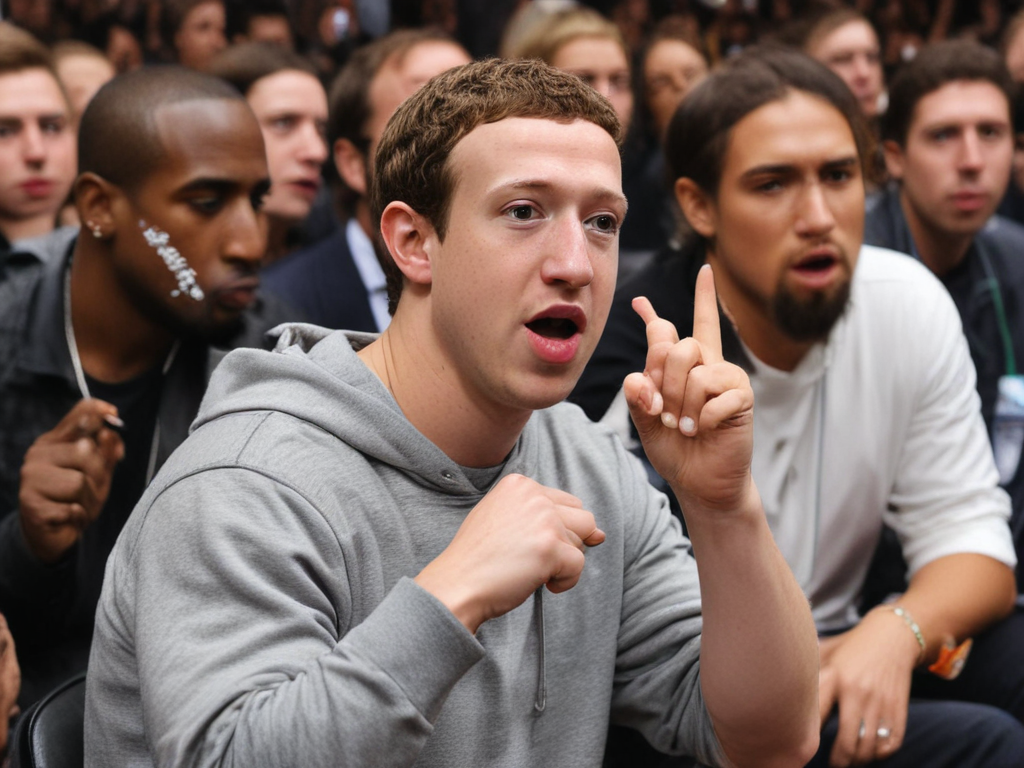 draw mark Zuckerberg wagging his finger at a crying Kanye west and ...