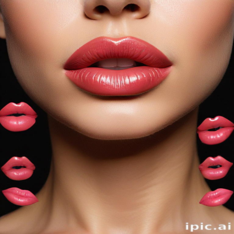 Striking Close-Up of Glossy Lips with Artistic Lipstick Variations ...