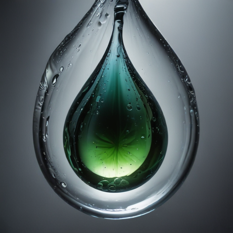 Captivating Glass Teardrop with Vibrant Green and Blue Swirling Patterns