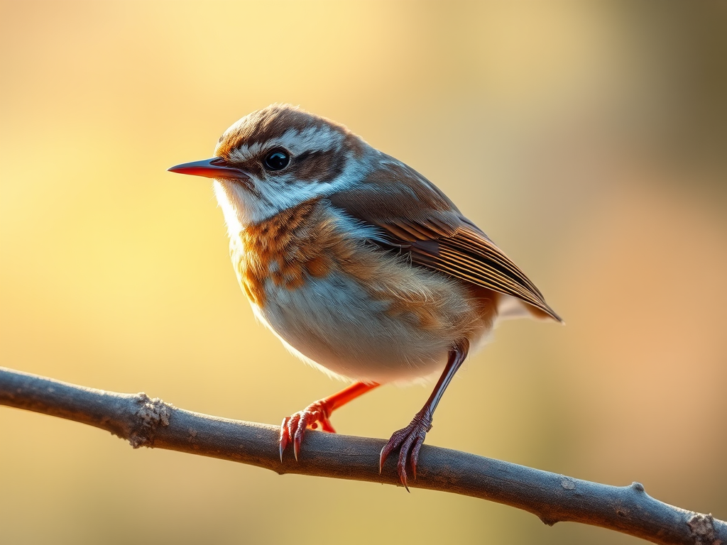 detailed illustration of a wren perched on a branch, soft natural ...