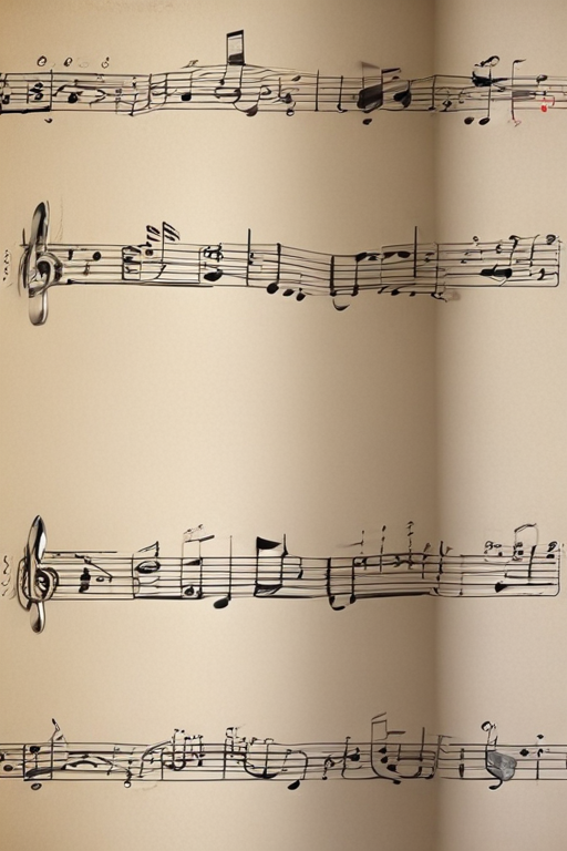 Musical Notation on Antique Paper: A Visual Symphony of Notes and Clefs