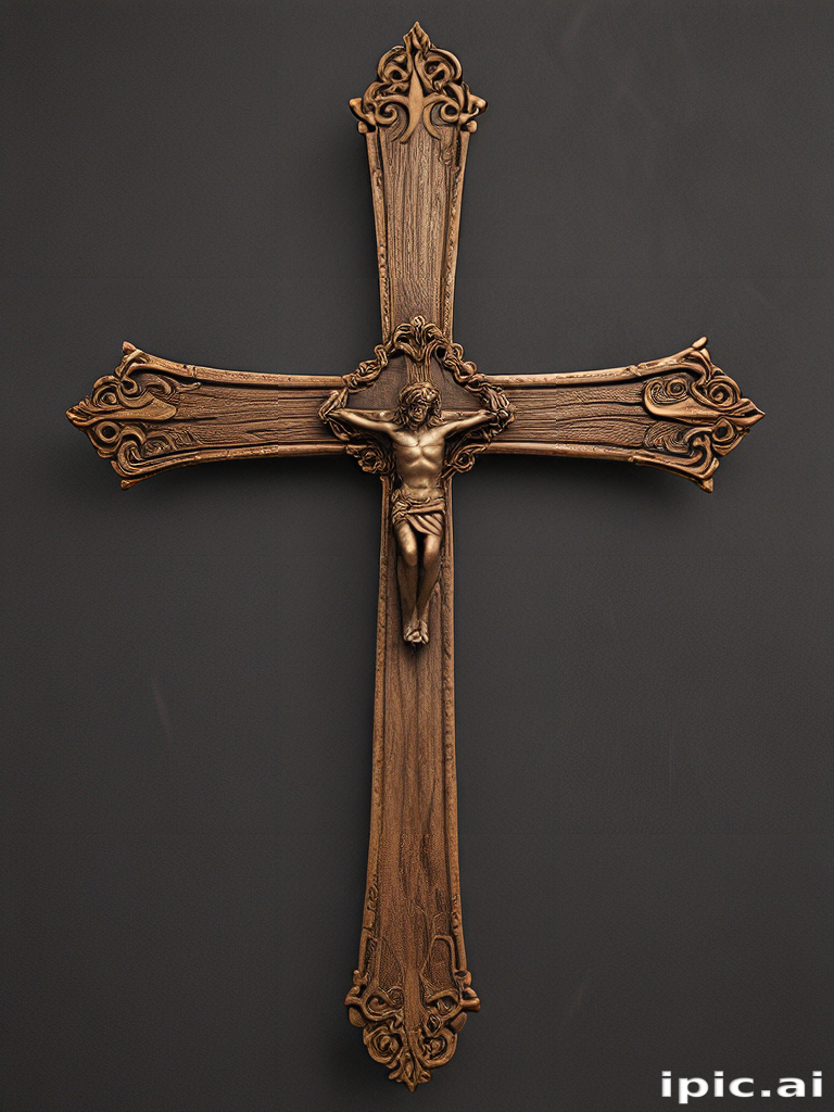Ornate Wall Cross Featuring a Figure of Christ in Detailed Design