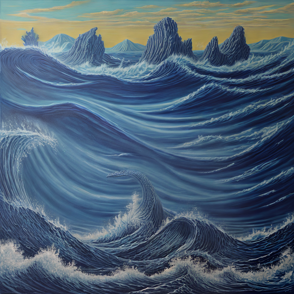 oil painting of Leviathan from bible