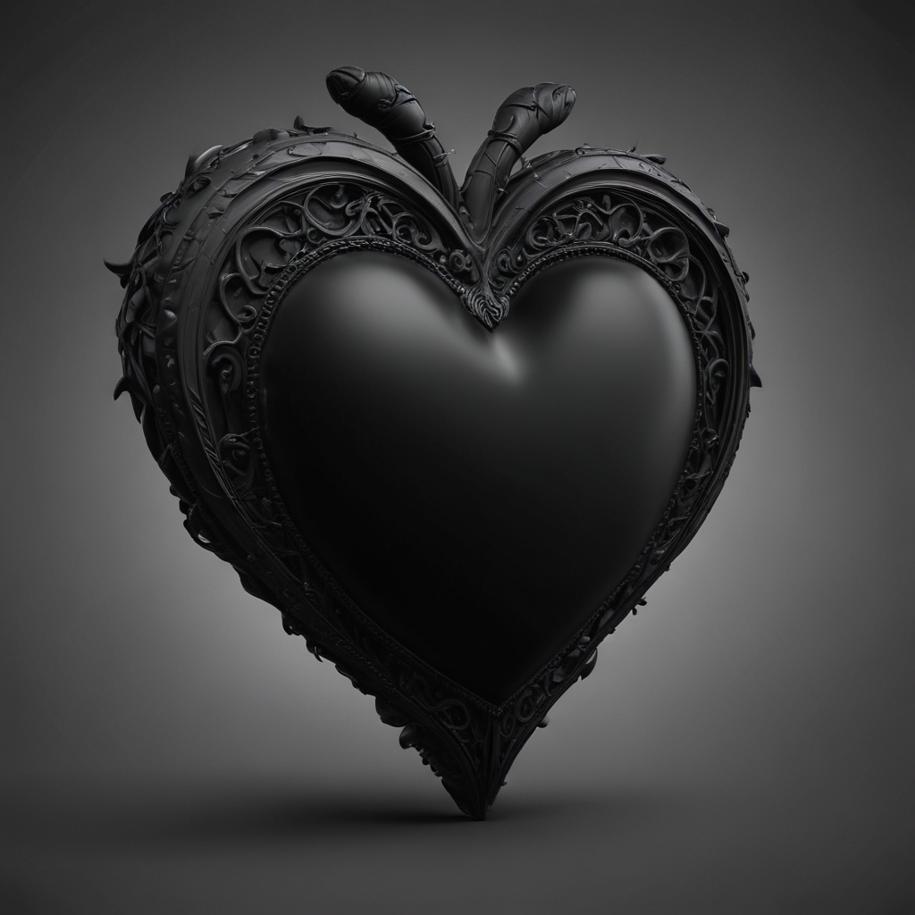 Intricate Black Heart Design with Elegant Details and Dark Aesthetic ...