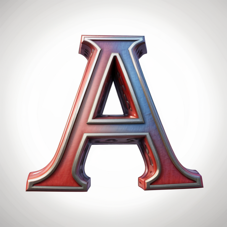 Three-Dimensional Bold Letter A with Vibrant Red and Blue Colors