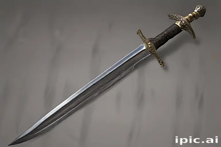A Majestic Sword with Intricate Design and Ornate Handle Displayed ...
