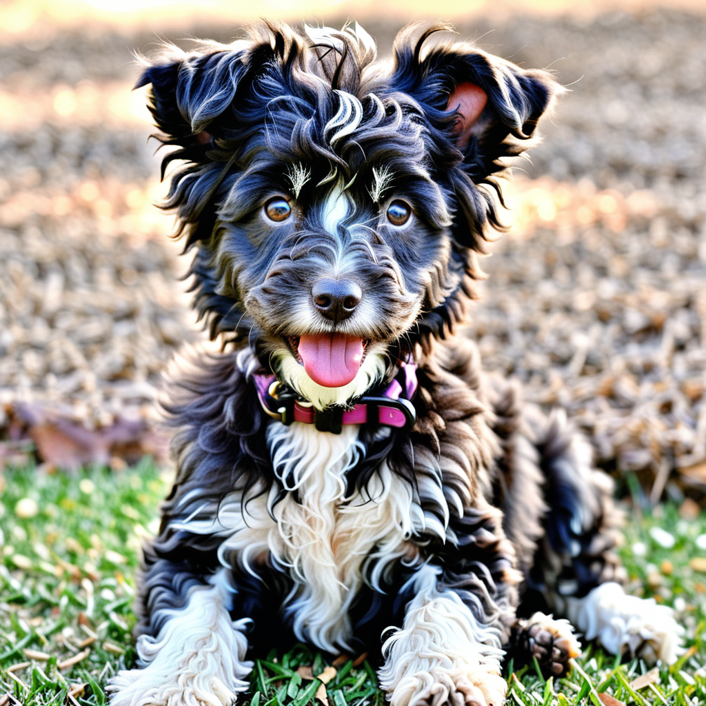 Playful Puppy with Curly Fur Enjoying a Sunny Day in the Park