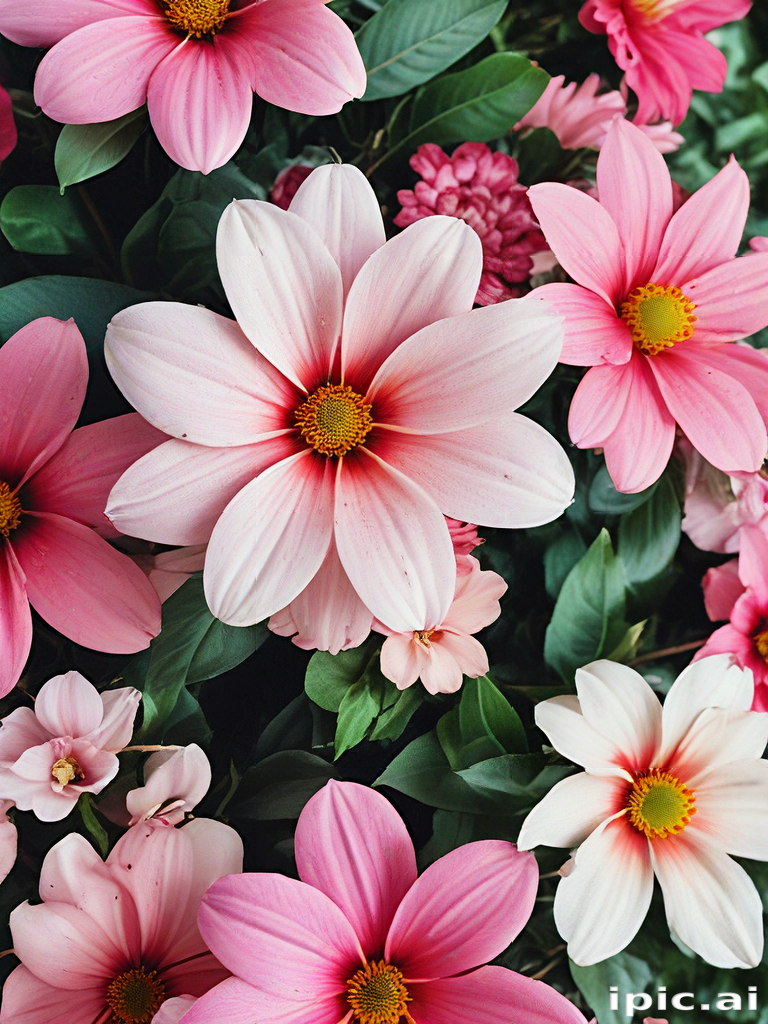 Vibrant Floral Arrangement Showcasing a Variety of Beautiful Pink Blooms
