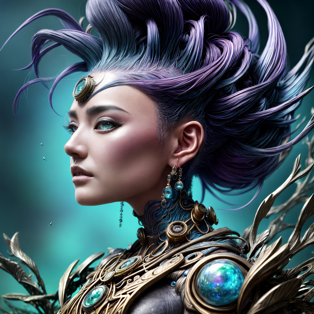 futuristic Goddess of nature (full body), nature meets steampunk ...