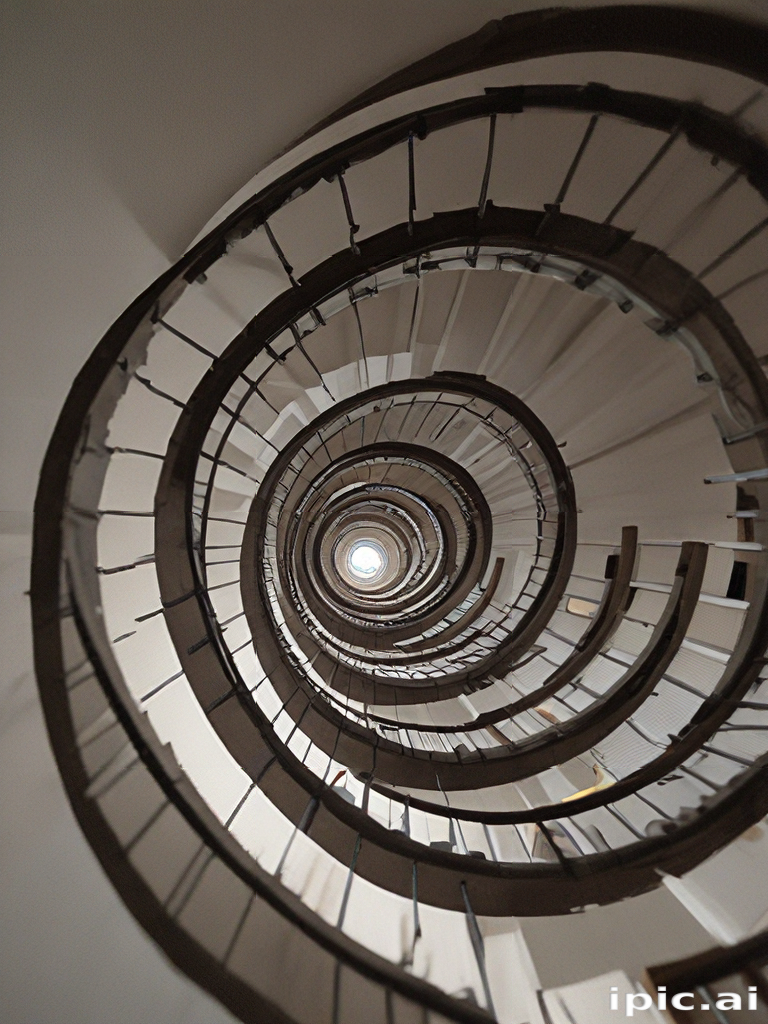 A Captivating Spiral Staircase Leading Upward Towards a Bright Light