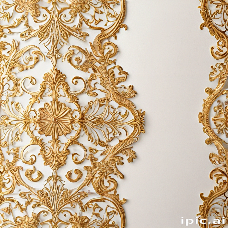Exquisite Golden Ornamental Wall Design Featuring Intricate Floral ...