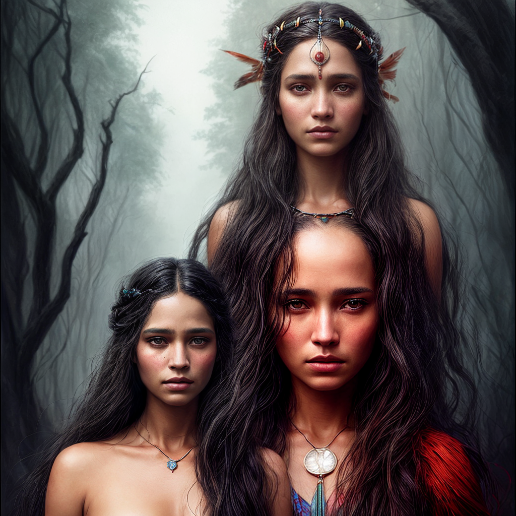 Native American goddess, humid and sultry atmosphere, stunning beauty ...