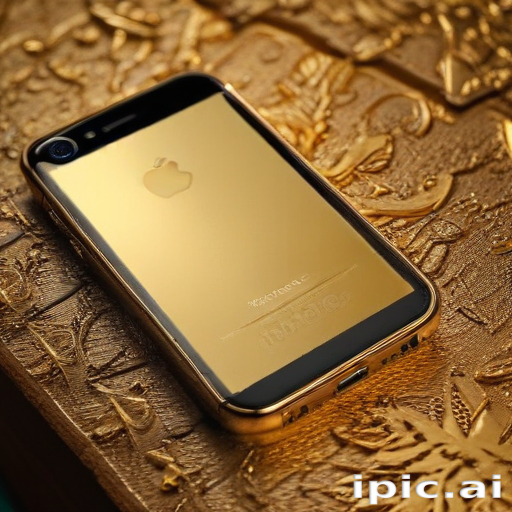 Luxurious Golden iPhone Resting on Intricate Ornate Background Design