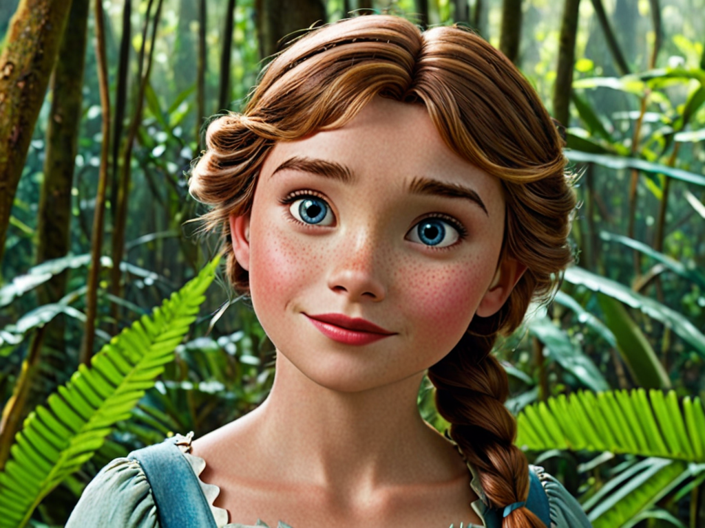 Wendy Darling fron cartoon Peter Pan in jungles