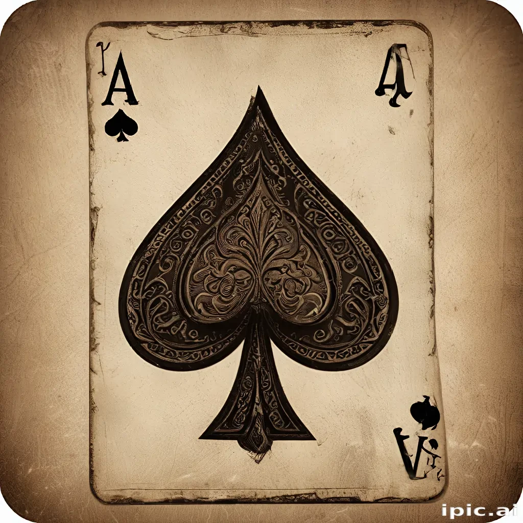 Vintage Playing Card Featuring the Ace of Spades with Intricate Design
