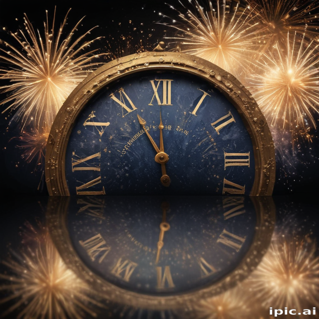 New Year's Eve Celebration: Countdown Clock Surrounded by Sparkling ...