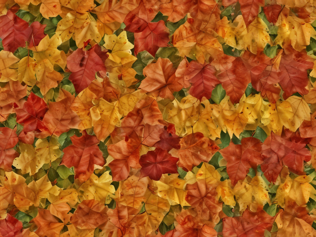 A Vibrant Autumn Scene Filled with Colorful Fallen Leaves on Ground