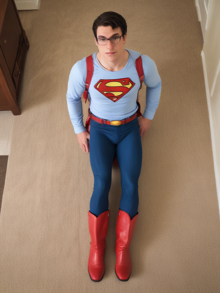 Realistic college nerd guy looking down at floor, full body, realistic ...