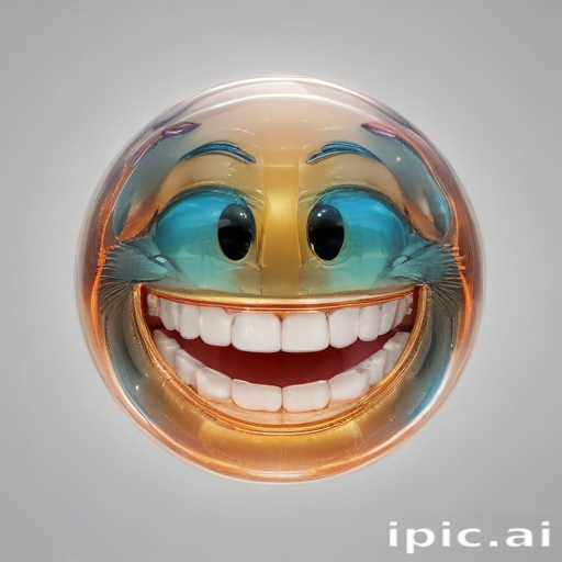 Joyful Cartoon Face with Big Smile and Bright Cheerful Expression
