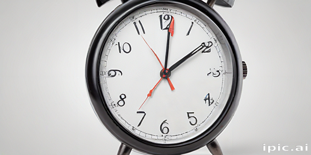 A Classic Black Alarm Clock Displaying Time with Bold Red Hands.