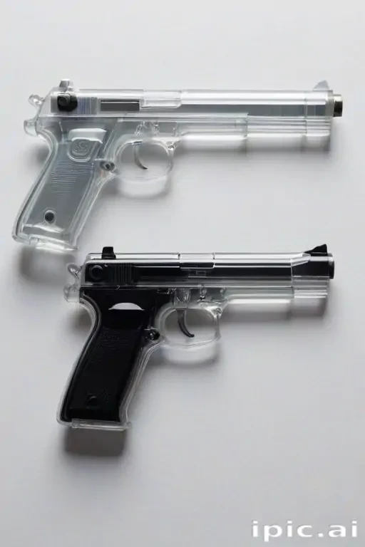 Transparent Plastic Models of Two Distinct Handguns Displayed on White ...
