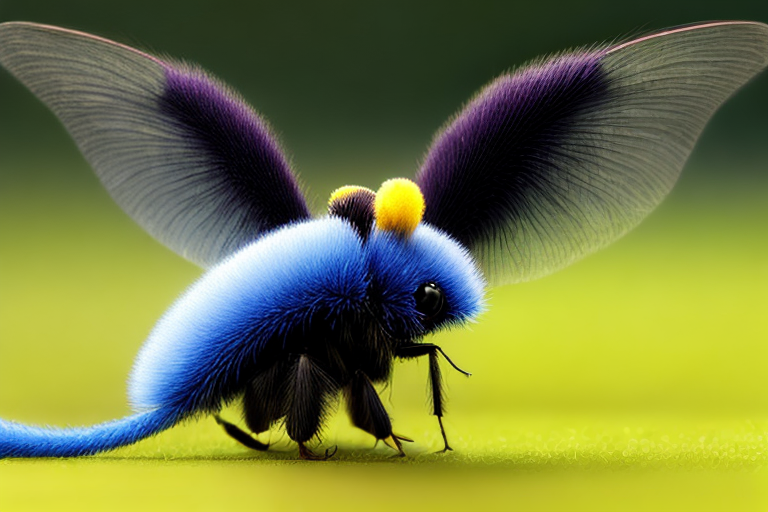 fluffy cute monster with insect wings