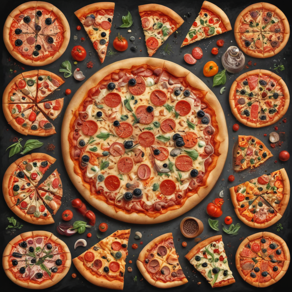 A Colorful Array of Delicious Pizzas with Various Toppings and Styles