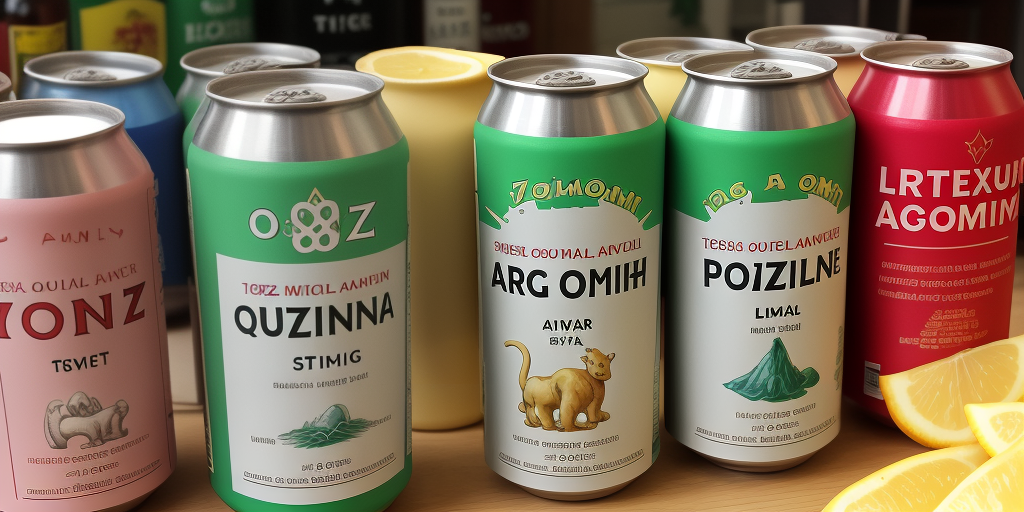 A Colorful Display of Unique Beverage Cans on a Wooden Table.