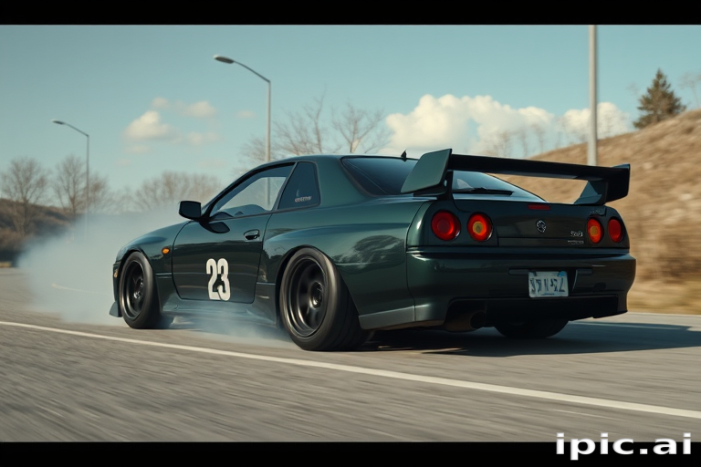 Dynamic Drift of a Classic Sports Car on an Open Road