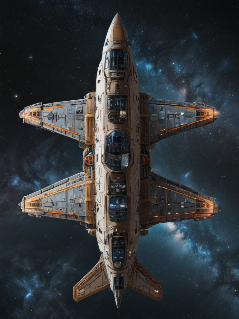 A Futuristic Spaceship Gliding Through the Depths of Outer Space
