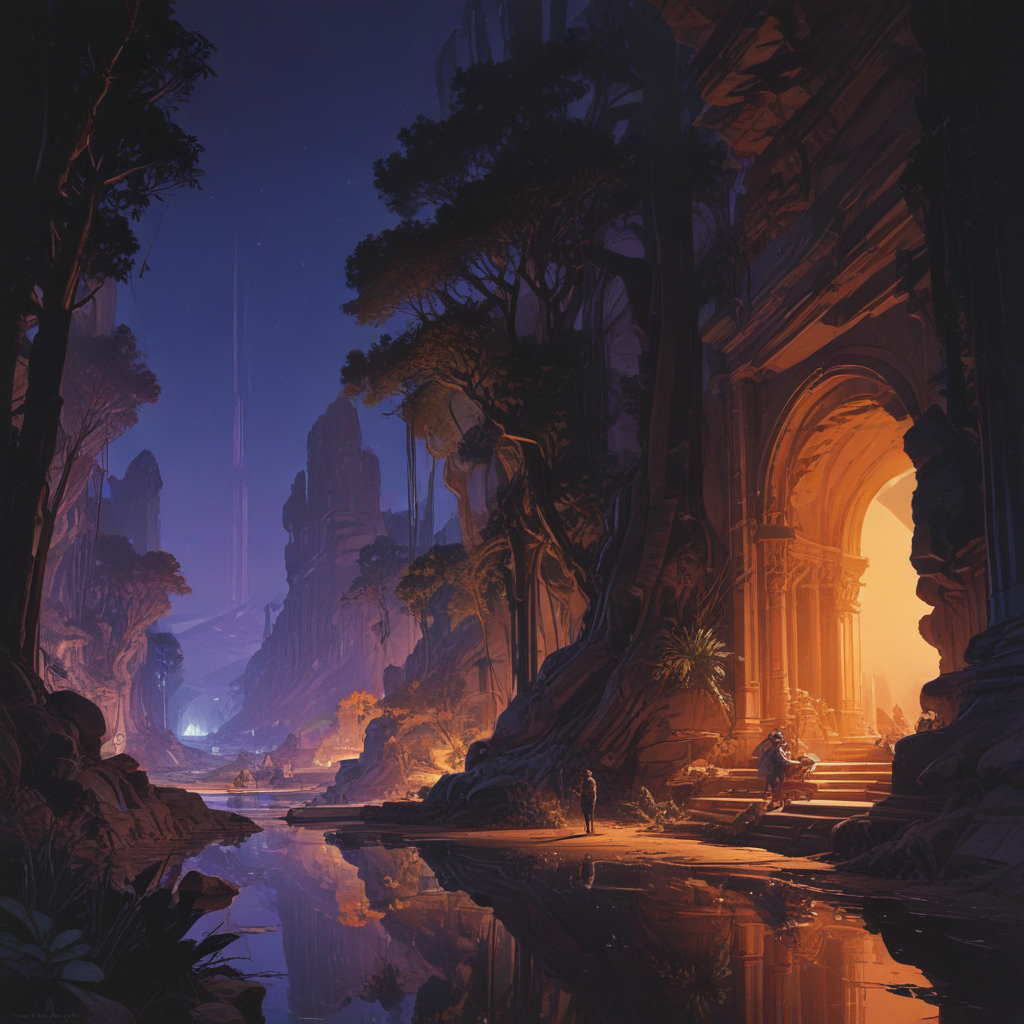 syd mead roman landscape psychedelia midnight